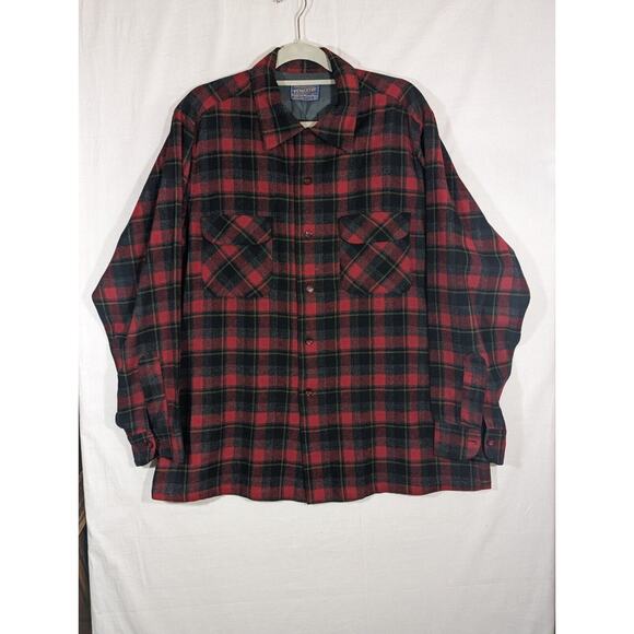 Pendleton | Shirts | Pendleton Shirt Red Black Plaid 0 Virgin Wool Button Up Usa Xl | Poshmark